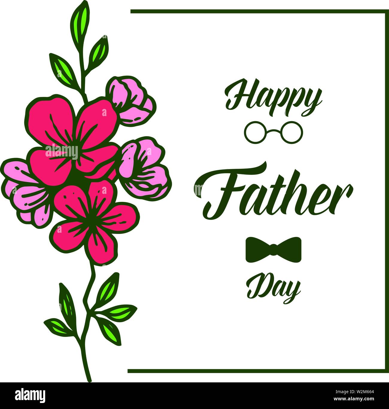 Vector illustration invitation card happy father day with flower frames ...