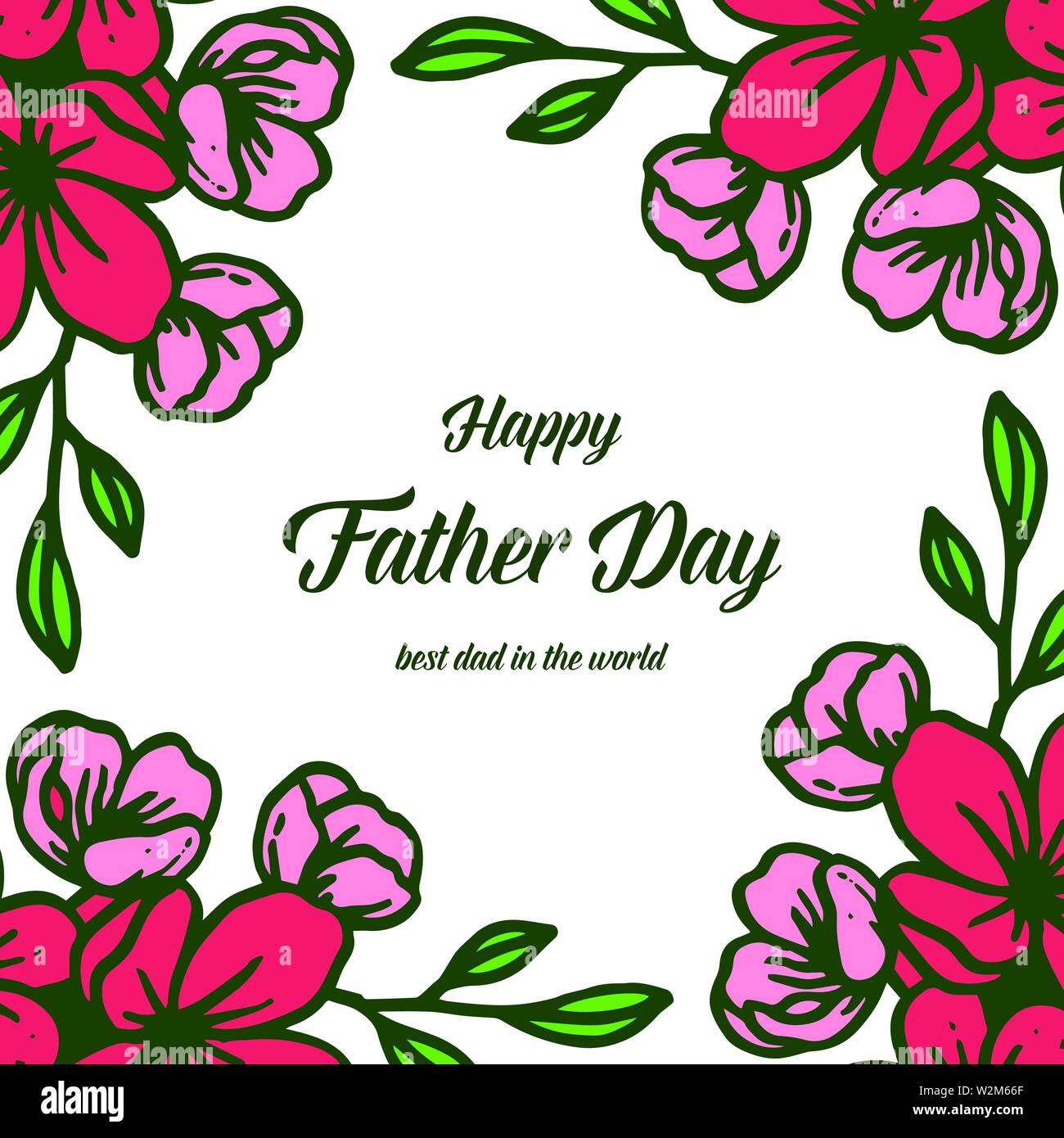 Vector illustration invitation card happy father day with flower frames ...