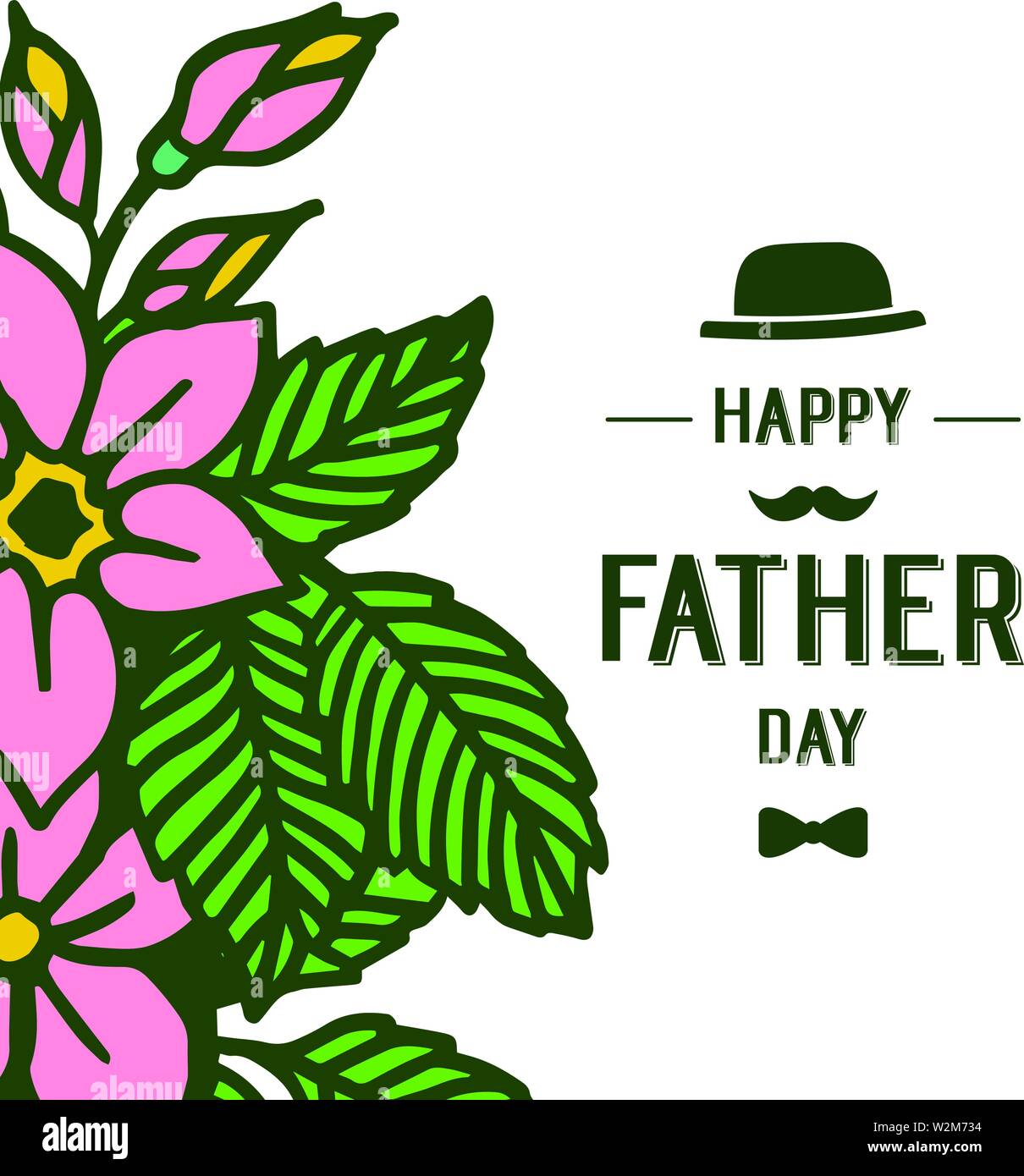 Vector illustration design of card happy father day for green leafy ...