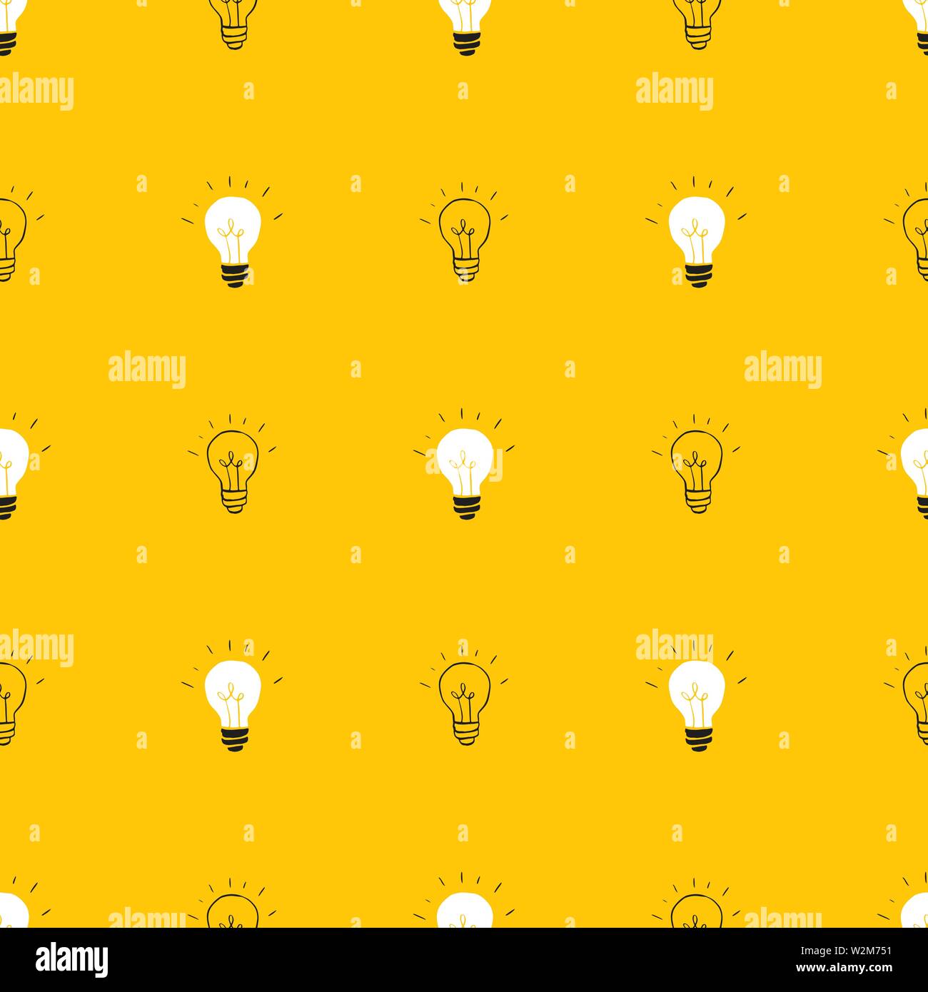 Light bulb Seamless Pattern hand drawn. Vector Illustration Stock ...