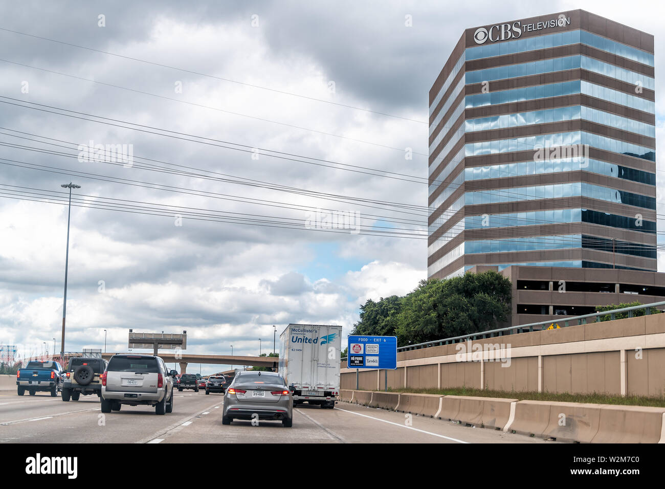 Dallas, USA - June 7, 2019: Downtown highway 75 in city in summer with ...