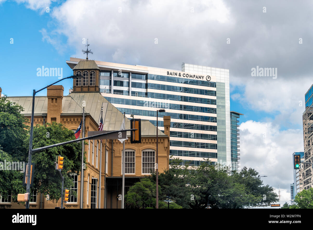 Dallas, USA - June 7, 2019: Downtown cityscape buildings in city near ...