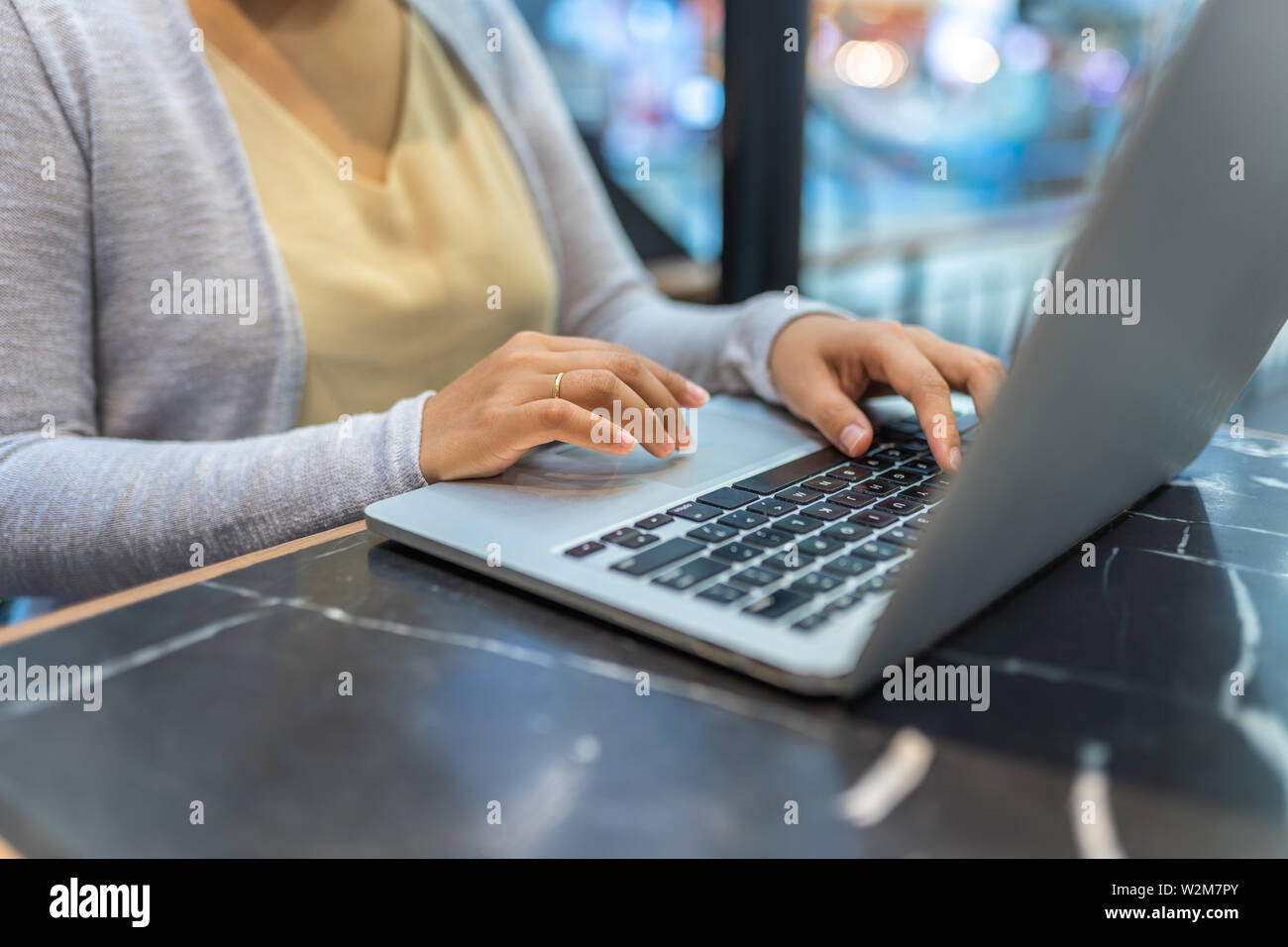 Freelancer hands using touchpad laptop hi-res stock photography and ...