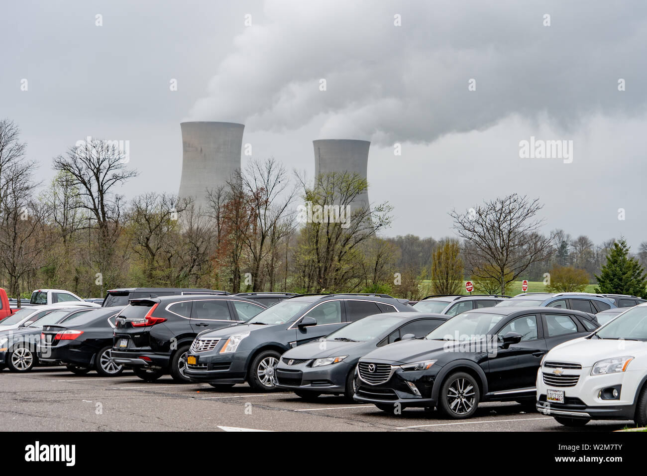 Limerick Generating Station, in Limerick PA. With a parking lot in ...