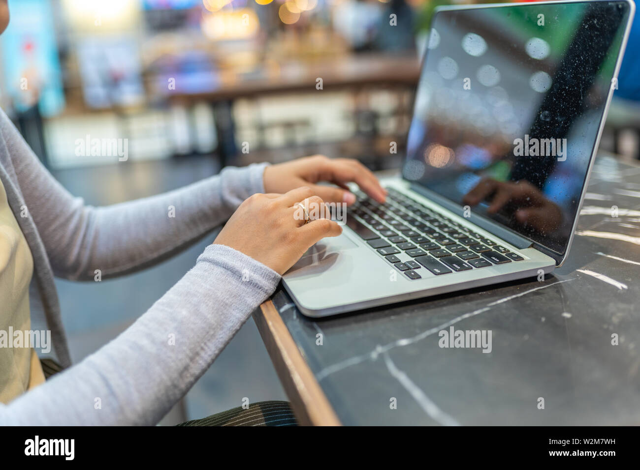 Freelancer hands using touchpad laptop hi-res stock photography and ...