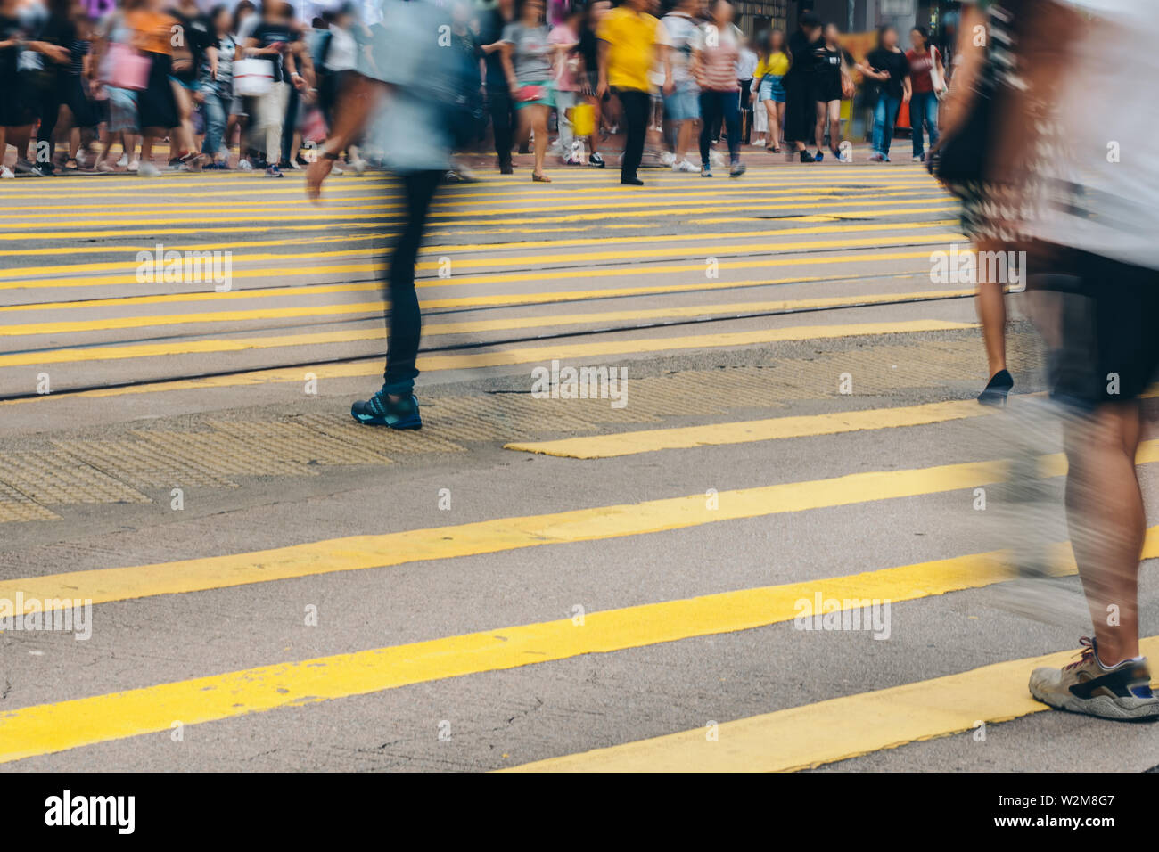 Pedestrian crossing at Busy City, Hong Kong Stock Photo - Alamy