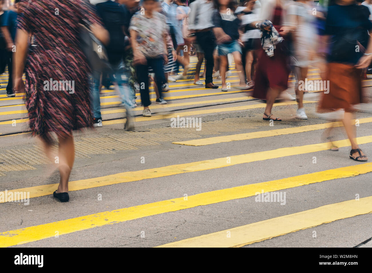 Pedestrian crossing at Busy City, Hong Kong Stock Photo - Alamy