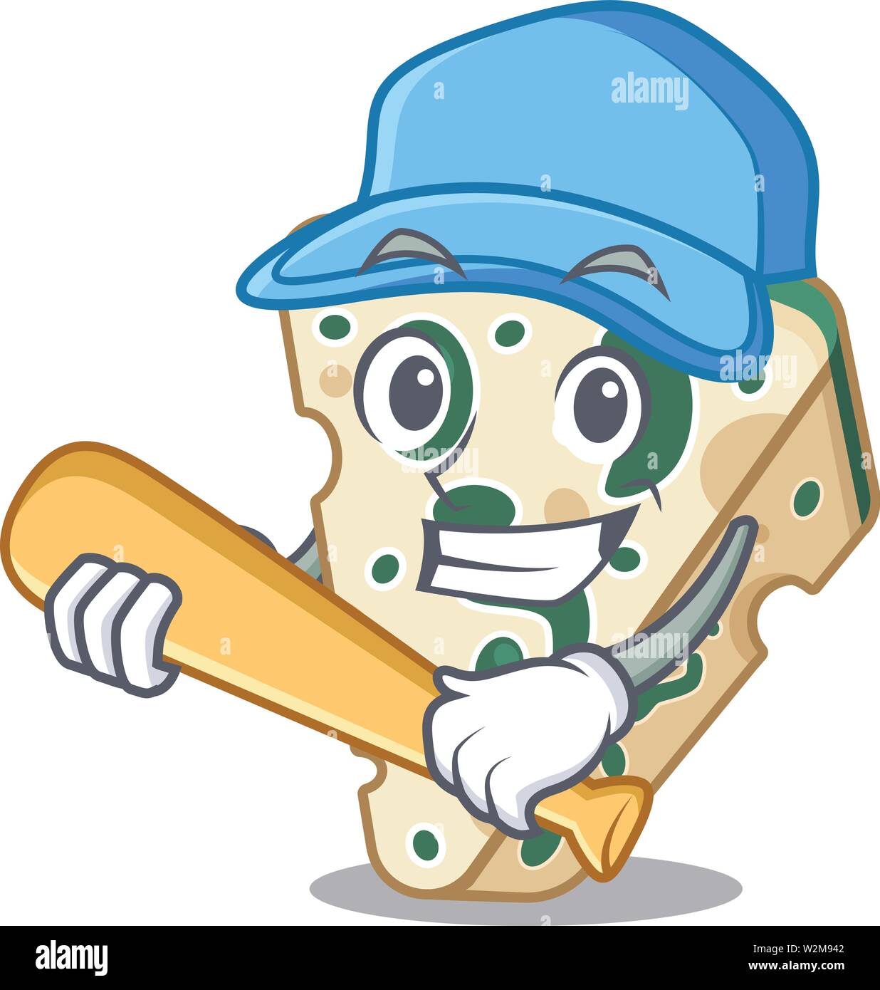 Playing baseball blue cheese in the cartoon shape Stock Vector Image ...