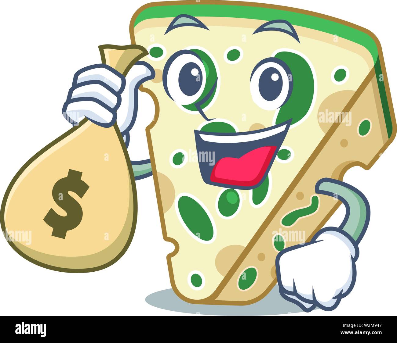 With money bag blue cheese in the cartoon shape Stock Vector Image ...