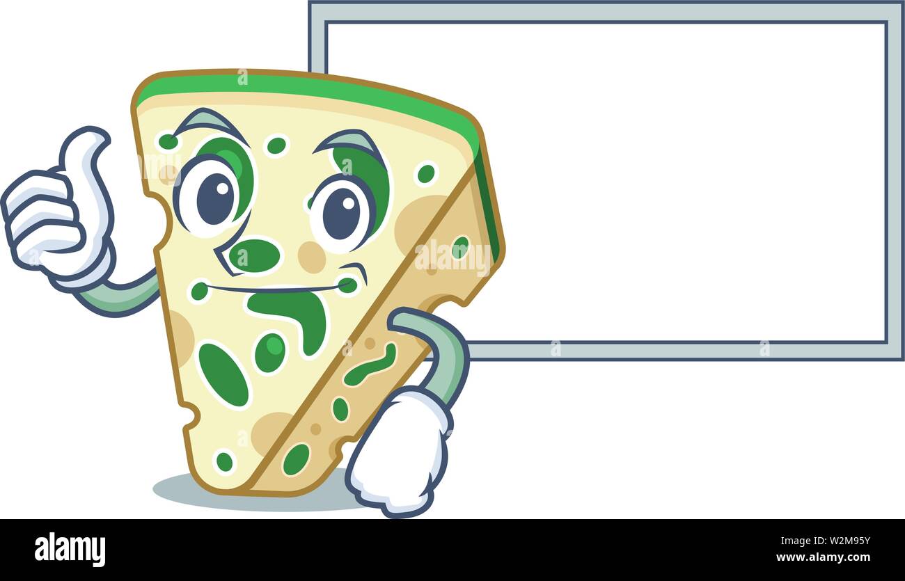 Thumbs up with board blue cheese in the cartoon shape Stock Vector ...