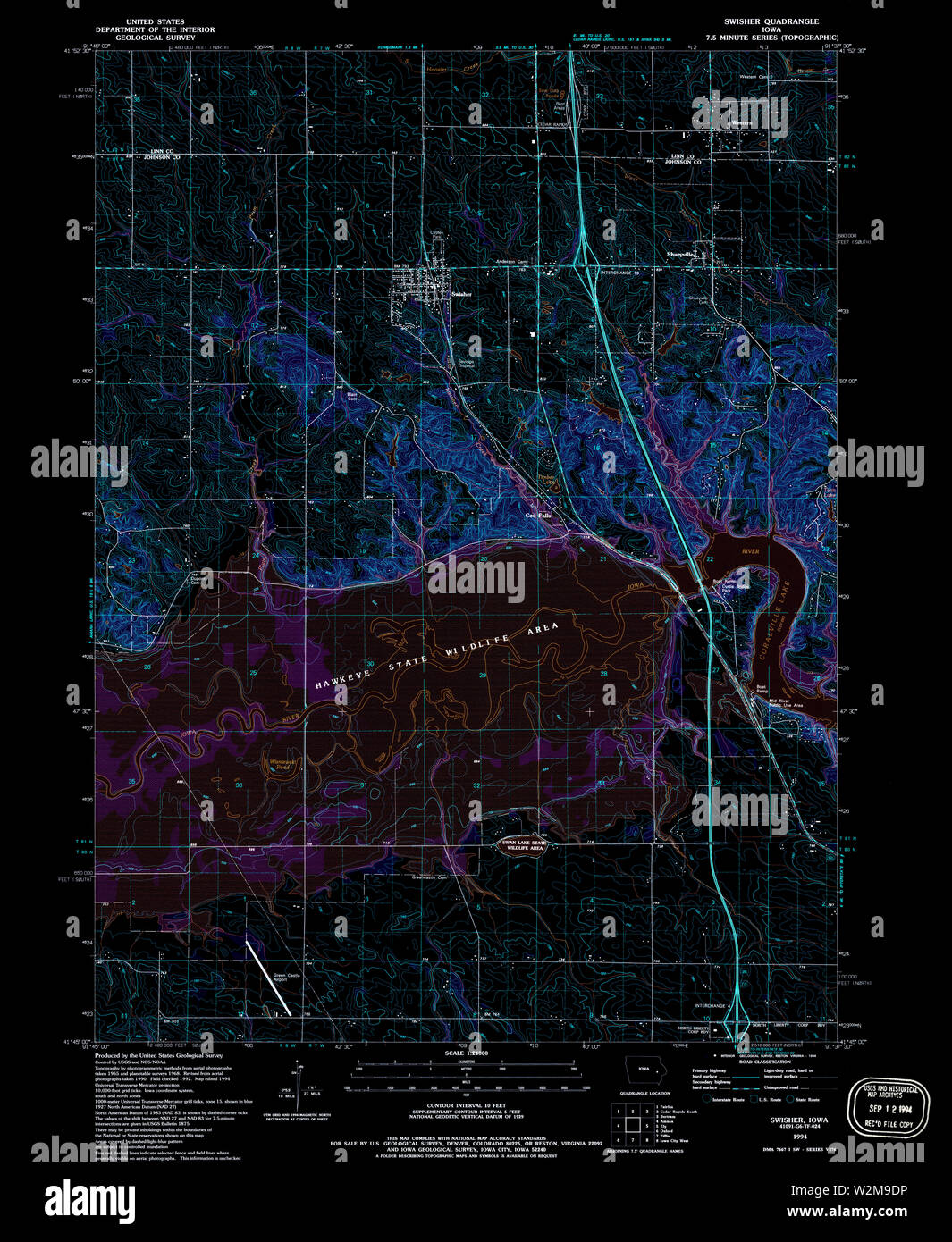 USGS TOPO Map Iowa IA Swisher 175610 1994 24000 Inverted Restoration ...
