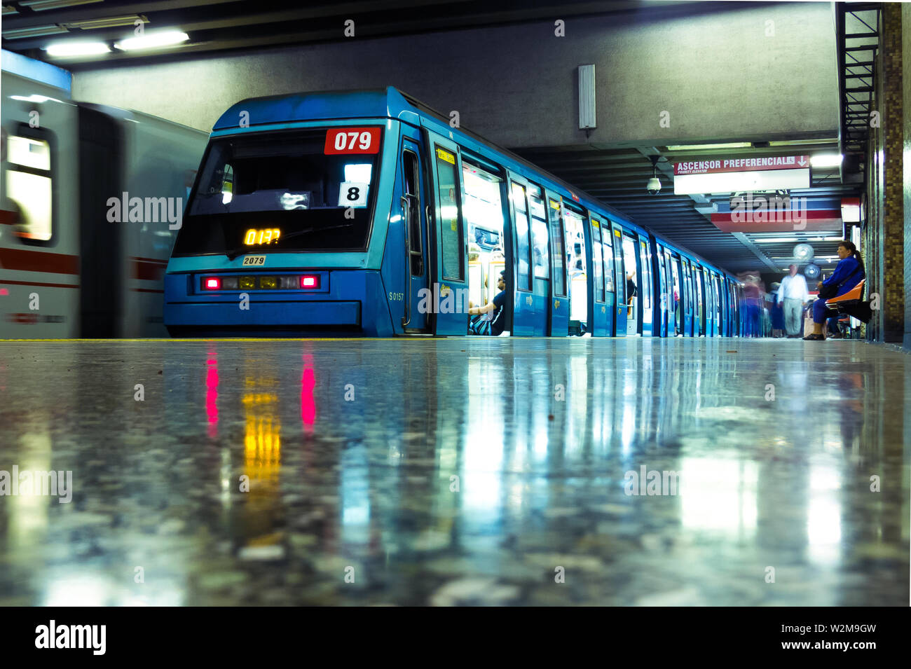 SANTIAGO, CHILE - DECEMBER 2014: A Metro de Santiago NS93 train at ...