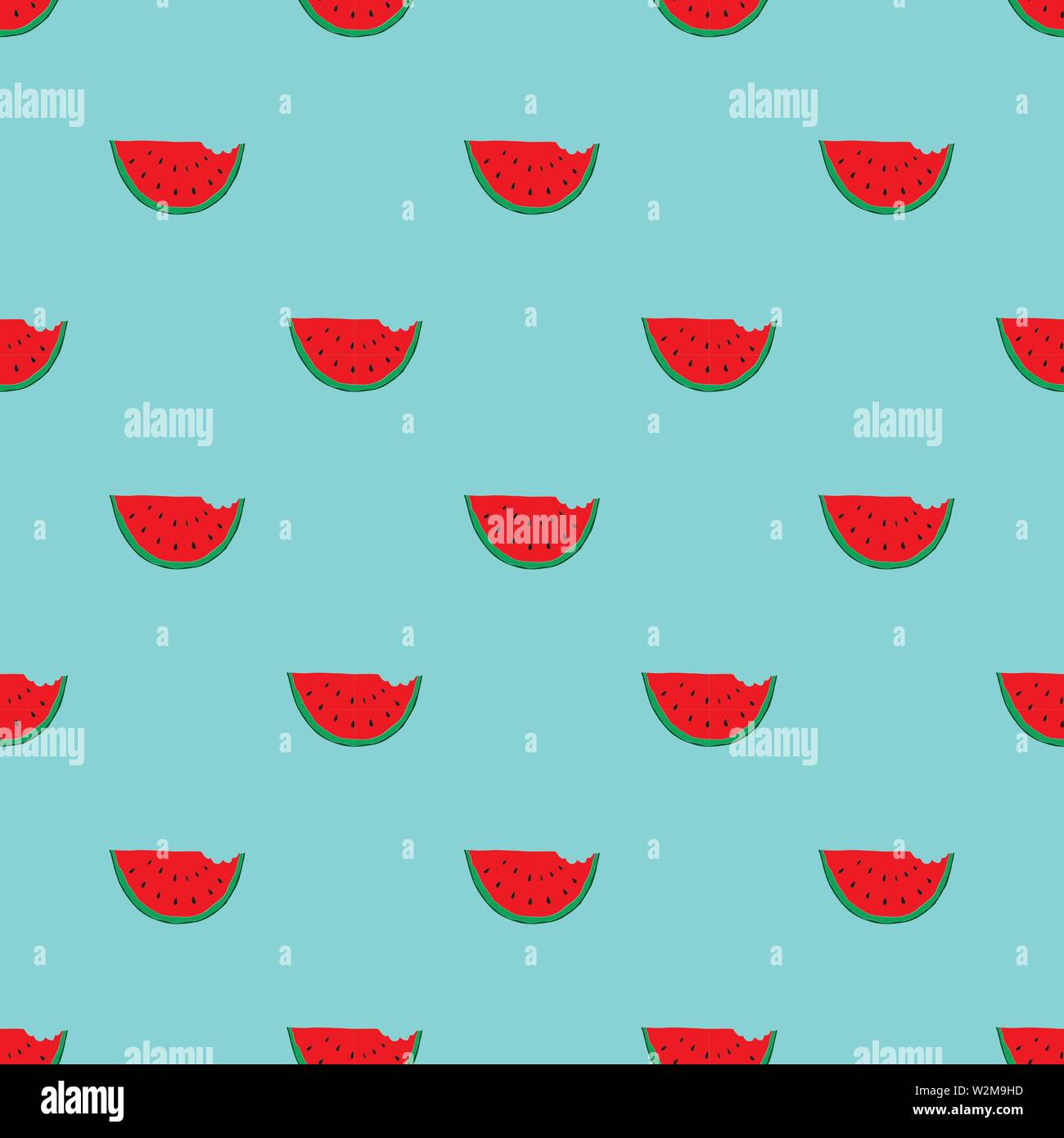 Watermelon Seamless Pattern hand drawn. Vector Illustration Stock ...