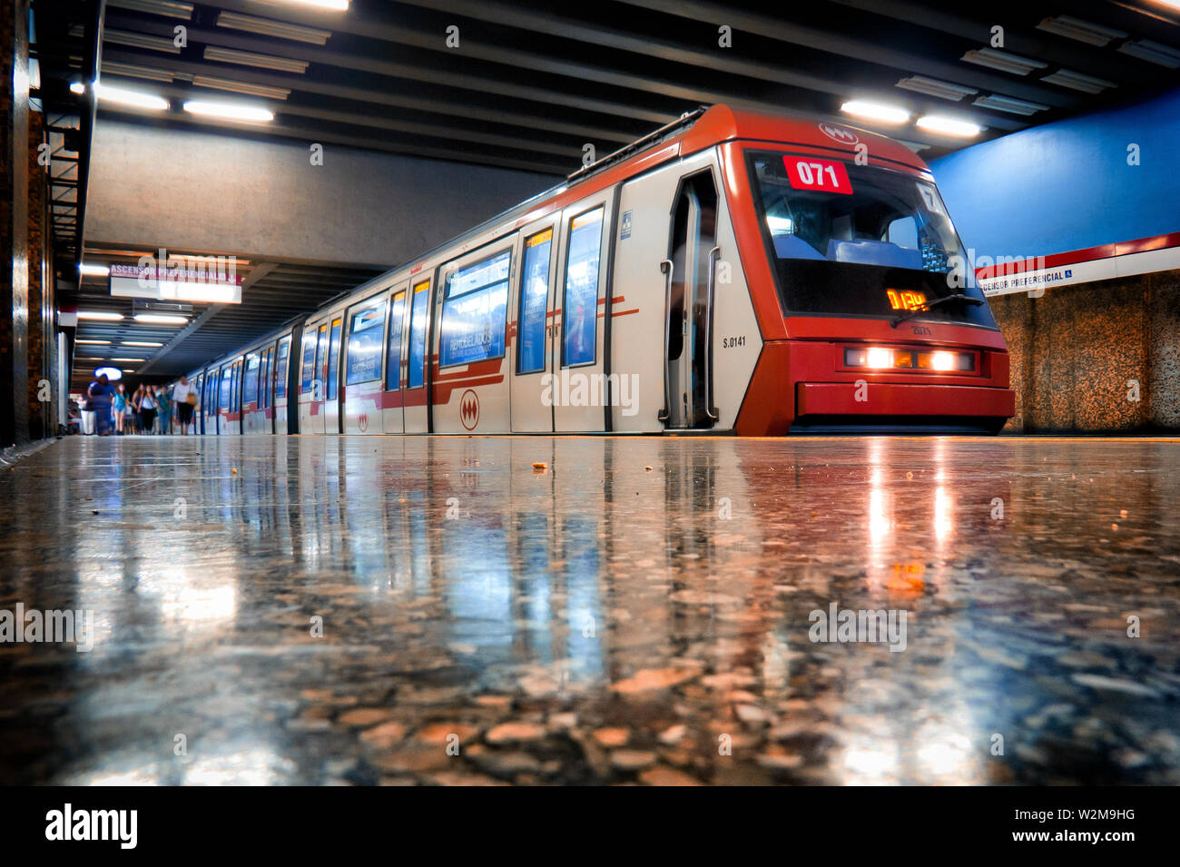 SANTIAGO, CHILE - DECEMBER 2014: A Metro de Santiago NS93 train at ...
