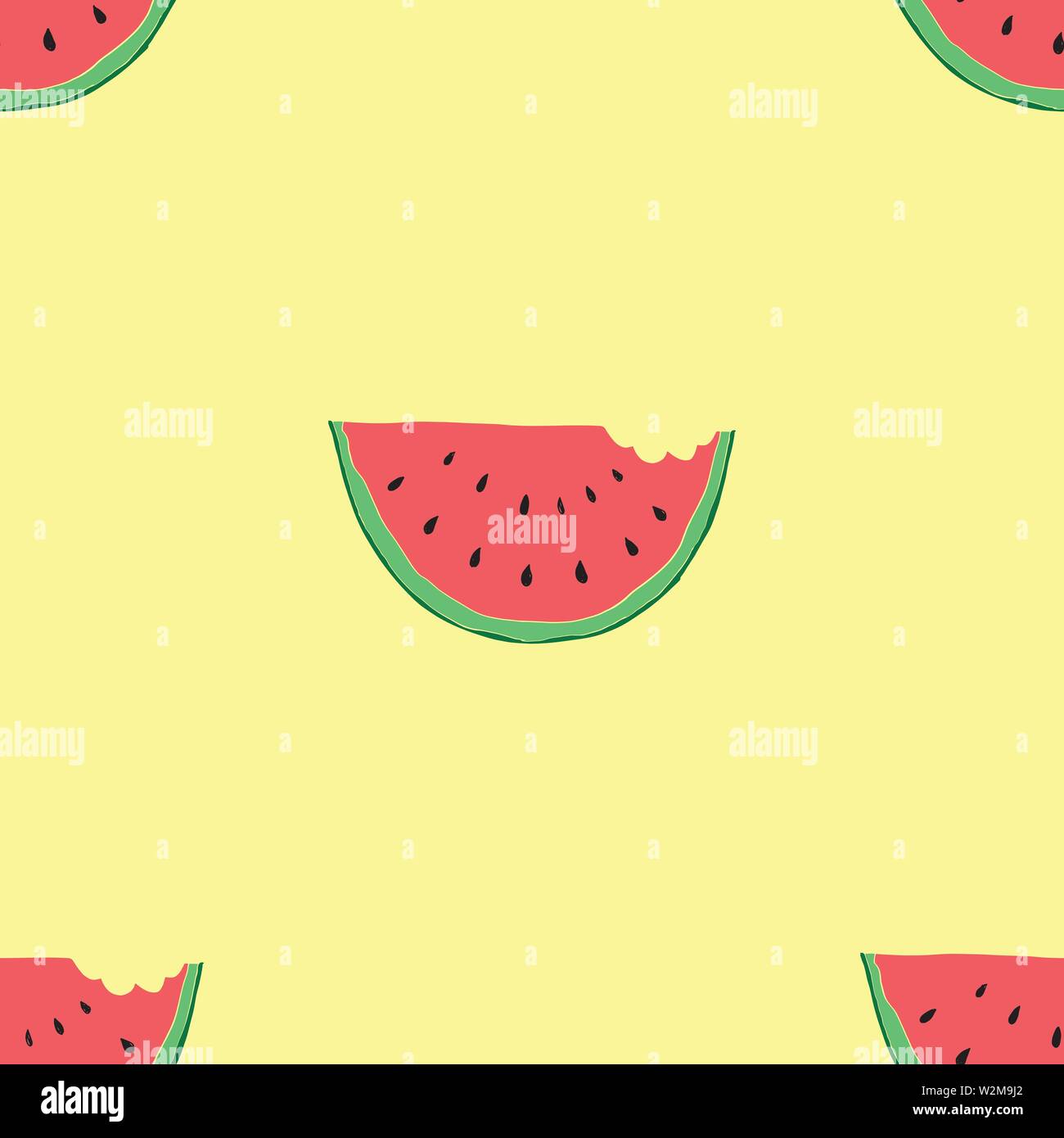 Watermelon Seamless Pattern hand drawn. Vector Illustration Stock ...