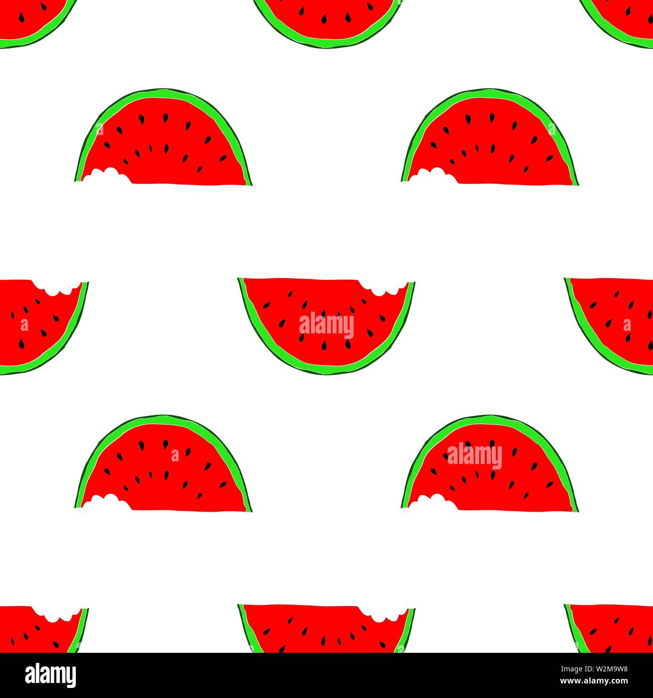 Watermelon Seamless Pattern hand drawn. Vector Illustration Stock ...