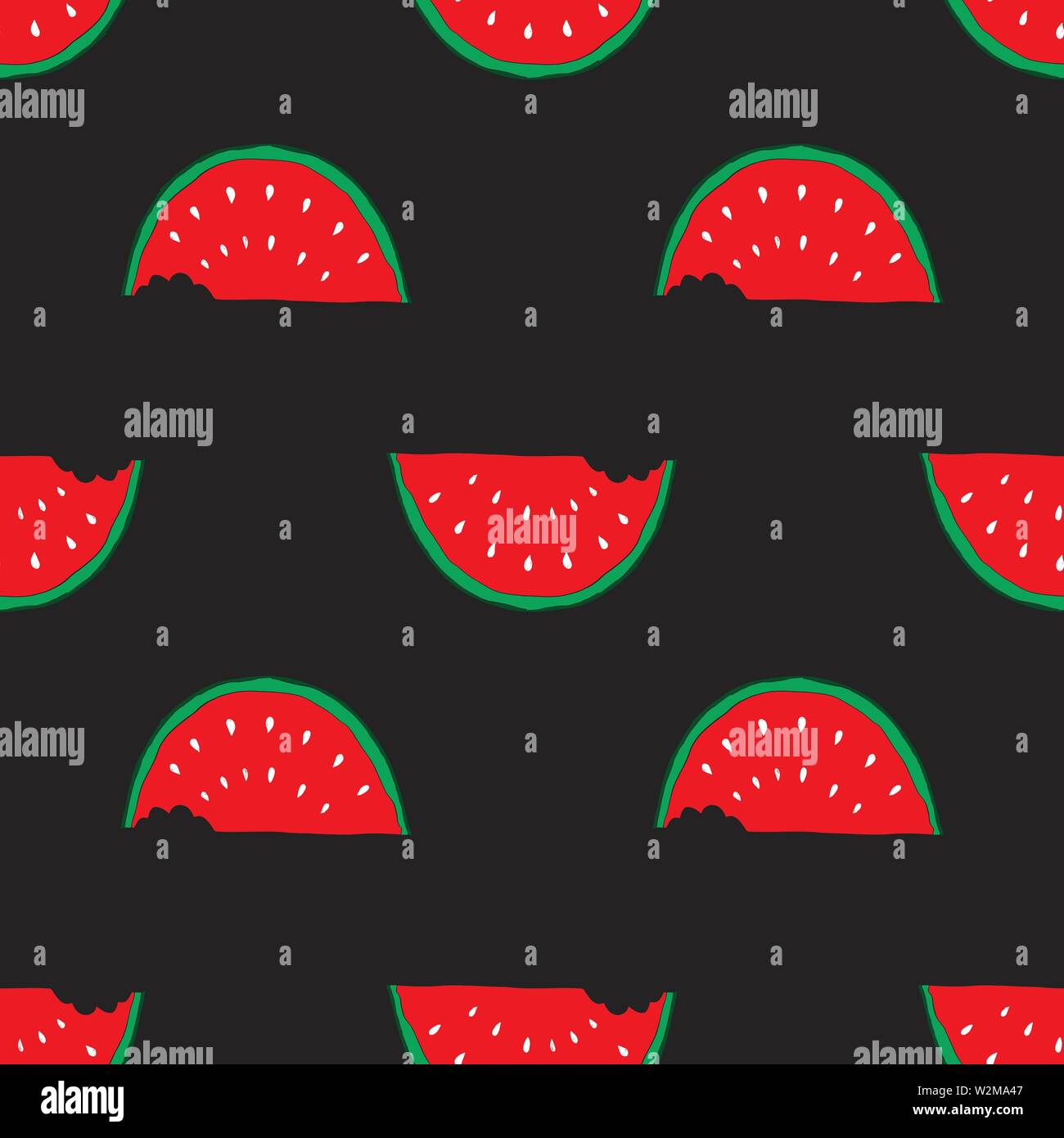 Watermelon Seamless Pattern hand drawn. Vector Illustration Stock ...