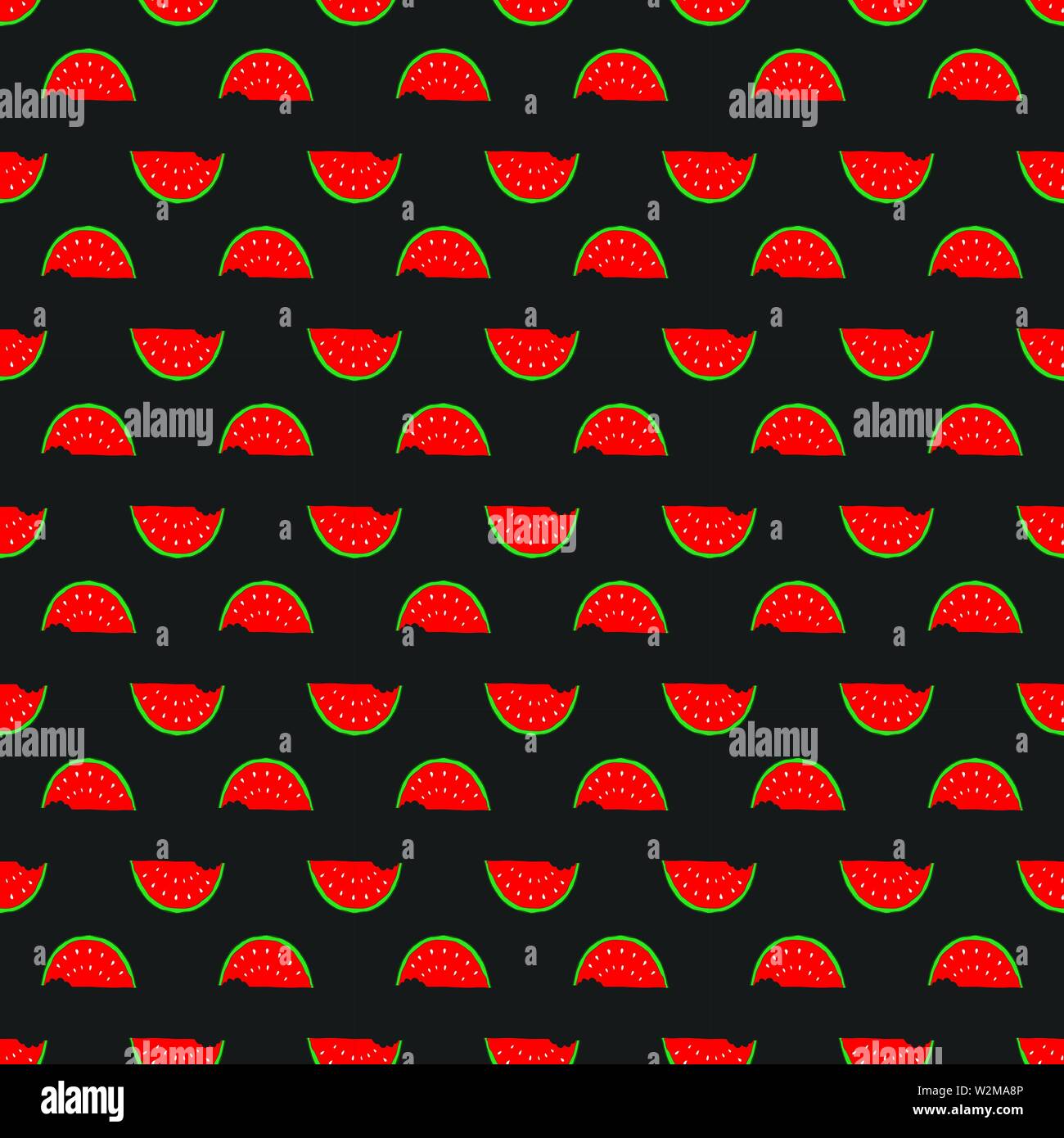 Watermelon Seamless Pattern hand drawn. Vector Illustration Stock ...