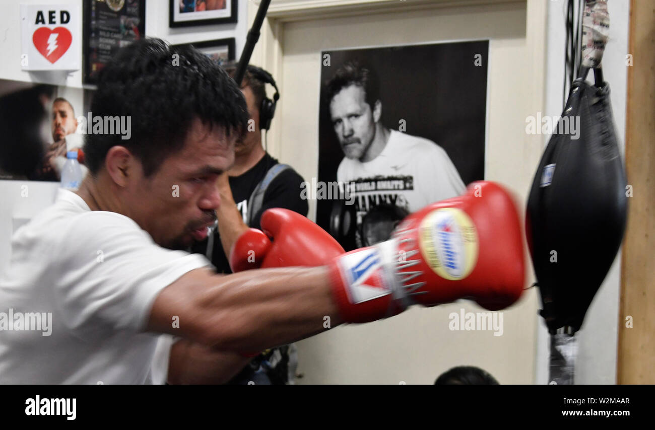 Pro boxer and Senator Manny 'Pacman' Pacquiao workouts Monday at the ...