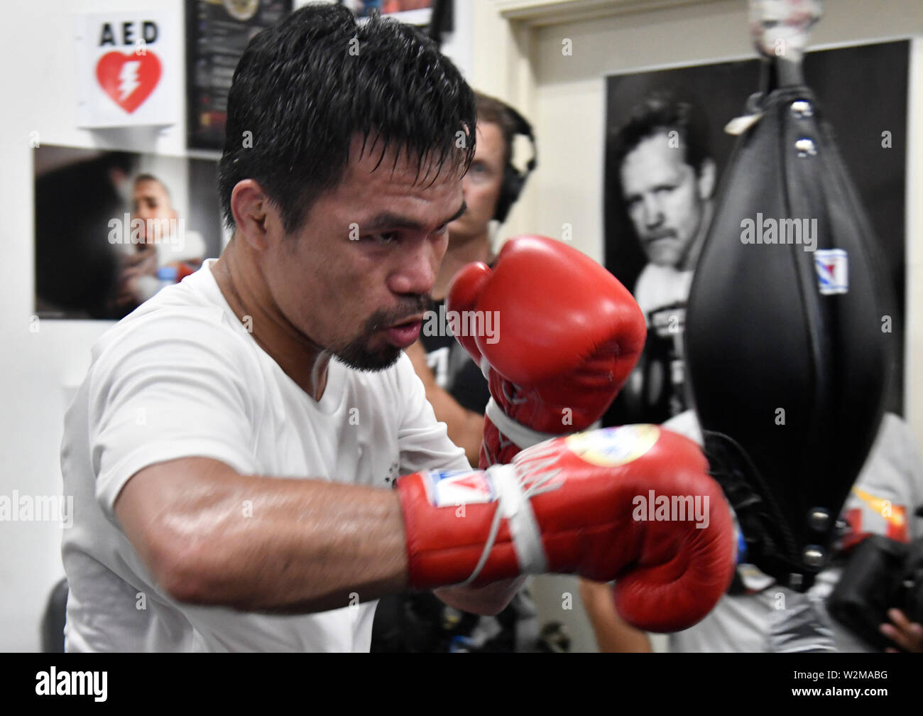 Pro boxer and Senator Manny 'Pacman' Pacquiao workouts Monday at the ...