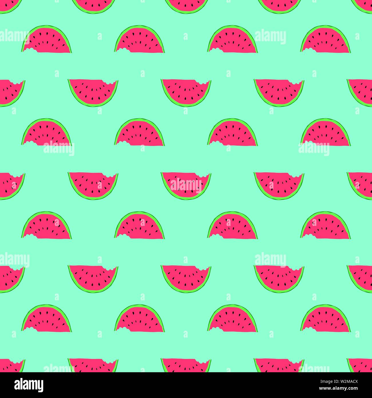 Watermelon Seamless Pattern hand drawn. Vector Illustration Stock ...