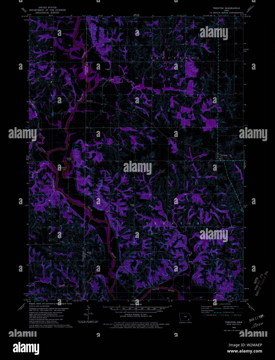 USGS TOPO Map Iowa IA Trenton 175640 1980 24000 Inverted Restoration ...