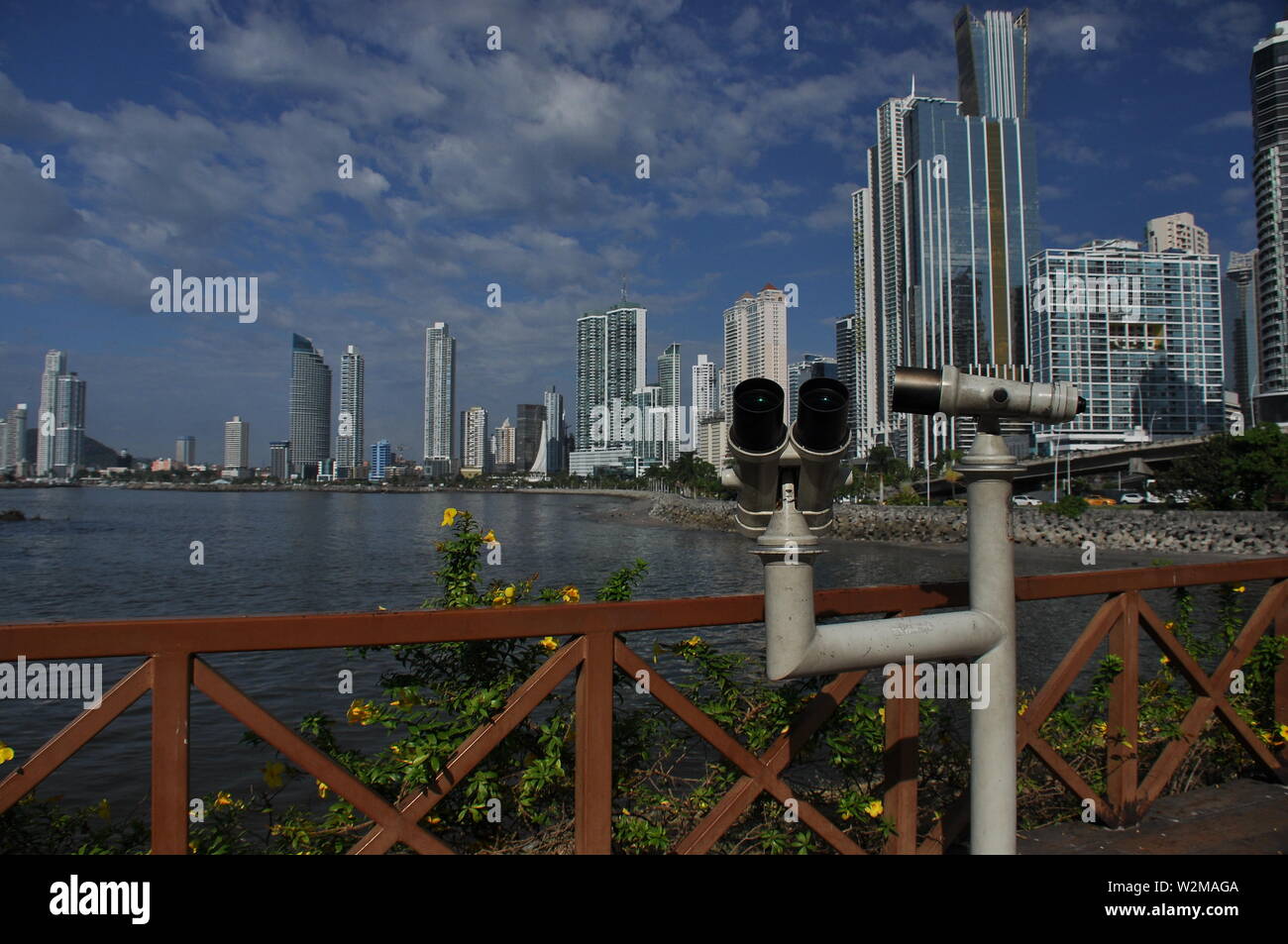 Panama city with high skyscrapers and port on the Pacific coast Stock ...