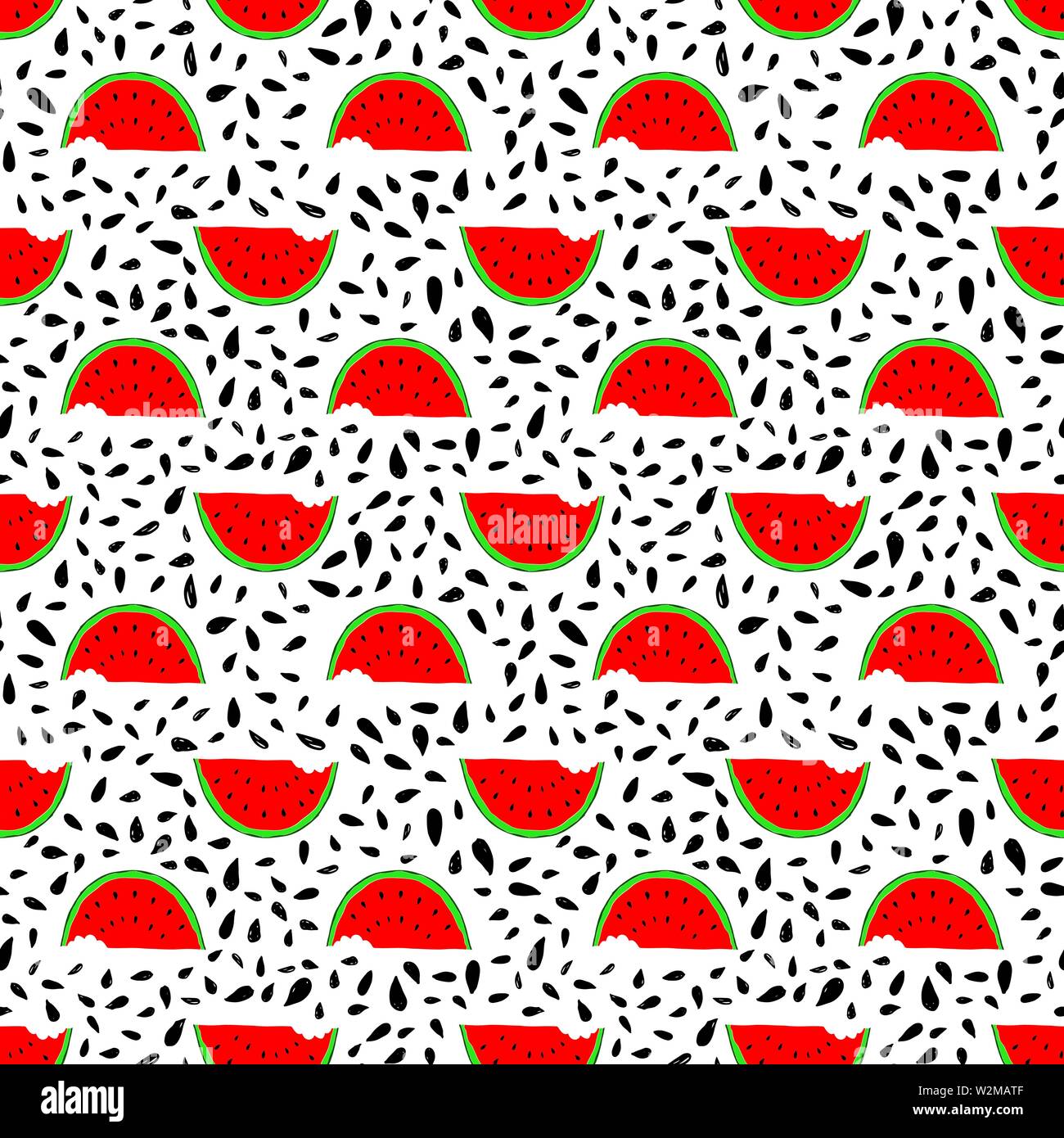 Watermelon Seamless Pattern hand drawn. Vector Illustration Stock Vector Image & Art - Alamy