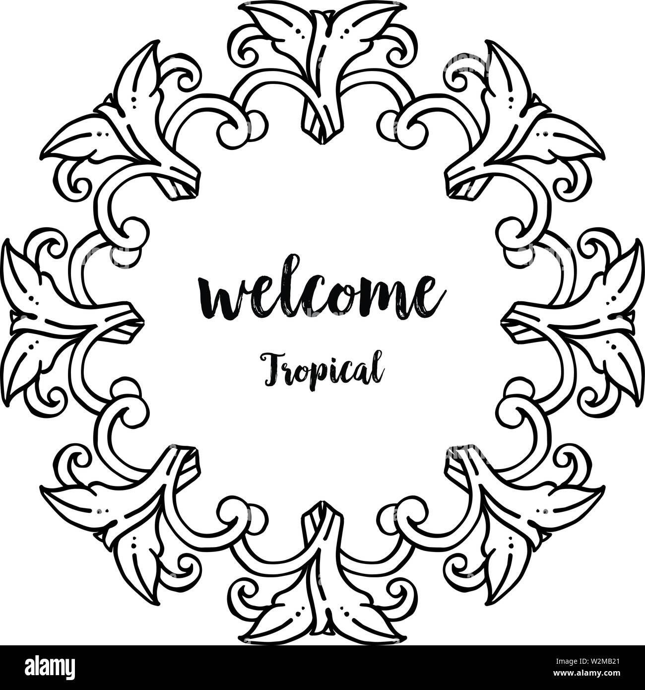 Isolated on a white background, writing welcome tropical, for greeting ...