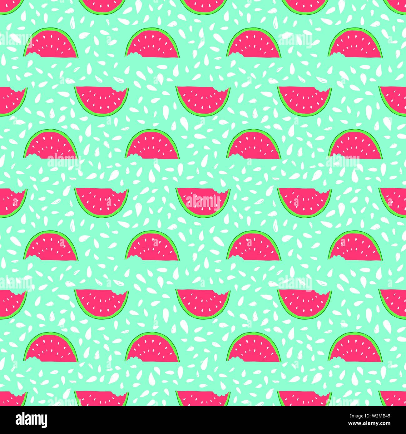 Watermelon Seamless Pattern hand drawn. Vector Illustration Stock ...