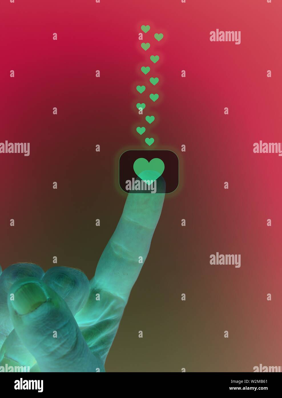 finger giving like heart shape on screen Stock Photo - Alamy