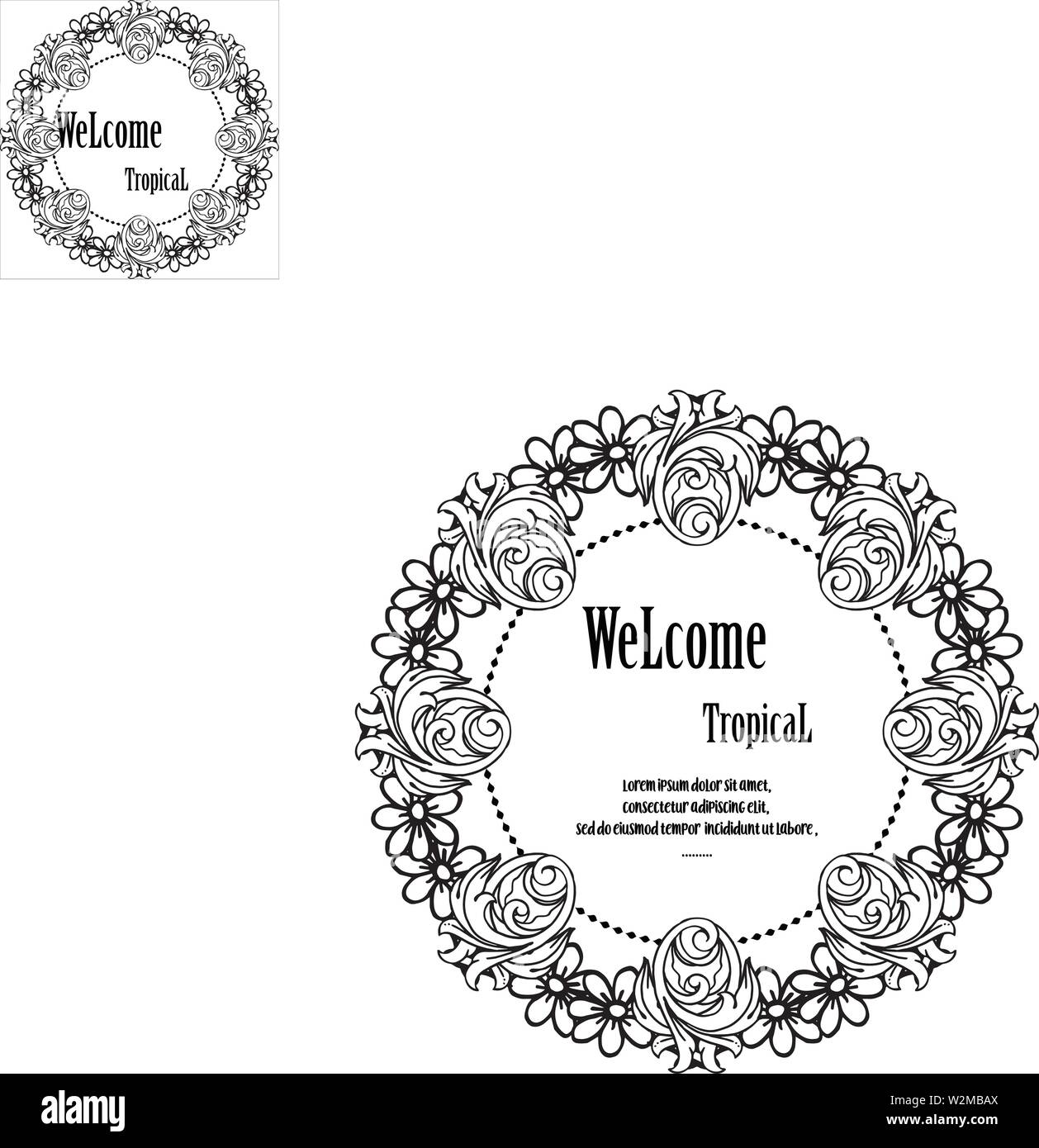Card of welcome tropical, spring and summer concept, isolated backdrop ...