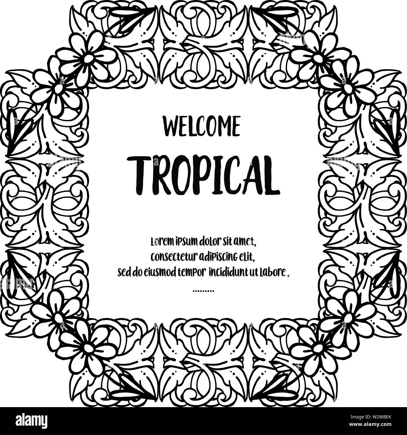 Banner design, lettering welcome tropical for card, postcard. Vector ...