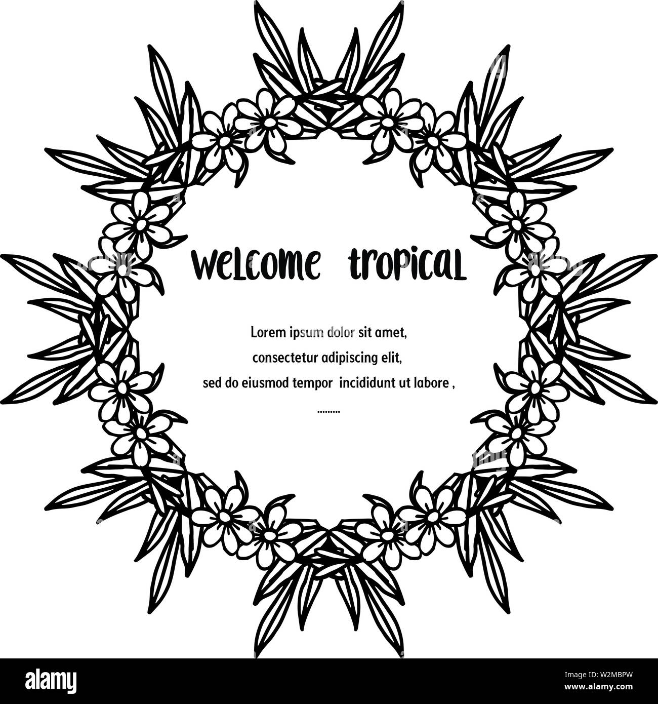 Template of welcome tropical, for decoration card, cute and elegant ...
