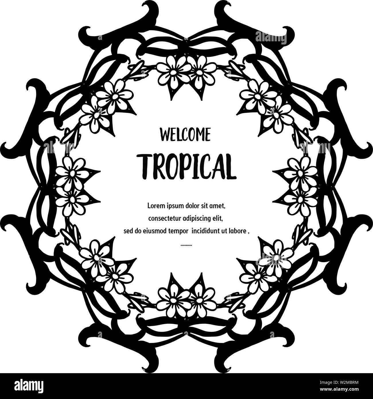 Template of welcome tropical, for decoration card, cute and elegant ...