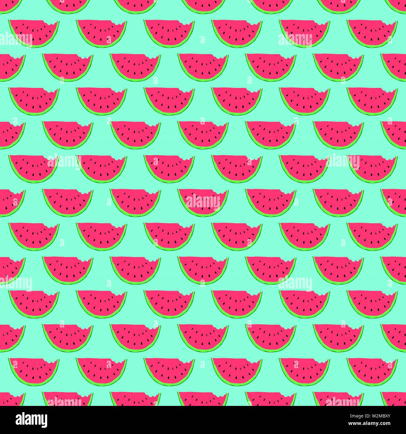 Watermelon Seamless Pattern hand drawn. Vector Illustration Stock ...