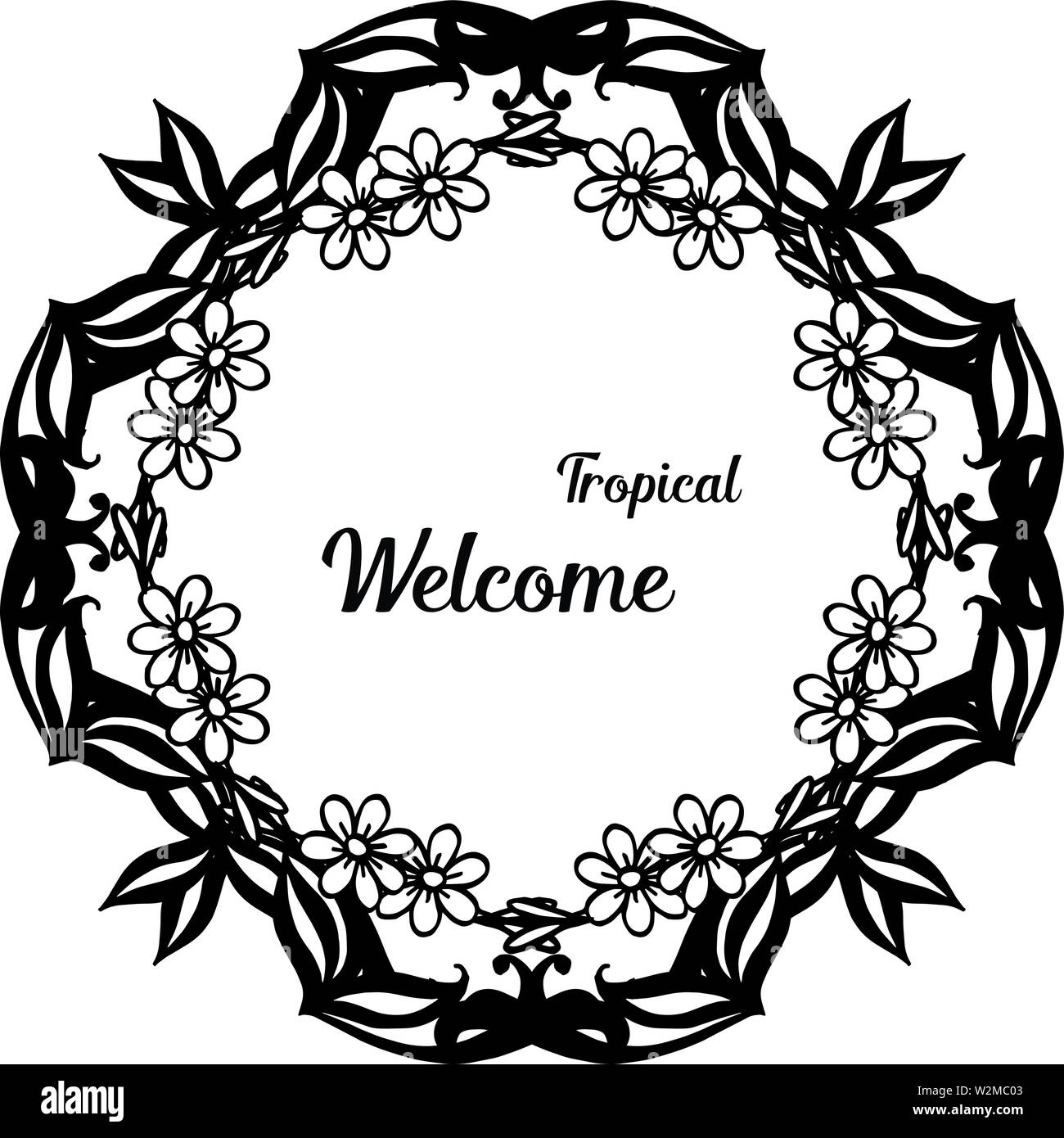Template of welcome tropical, for decoration card, cute and elegant ...