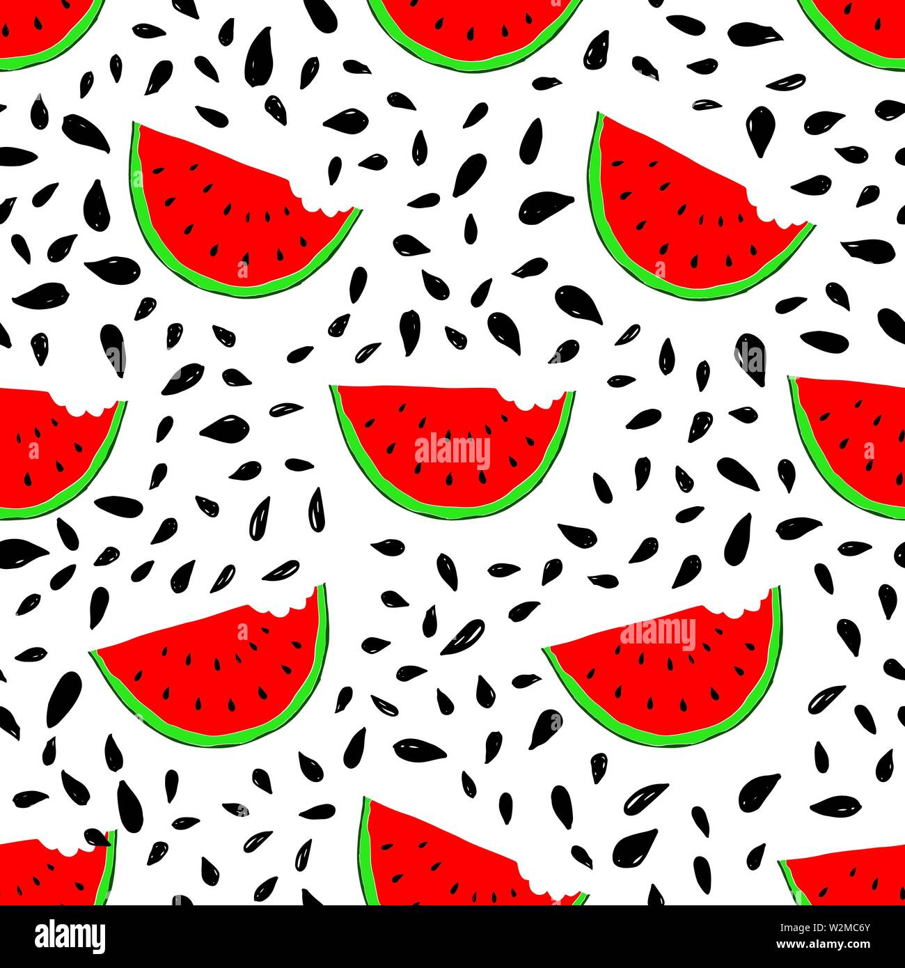 Watermelon Seamless Pattern hand drawn. Vector Illustration Stock ...