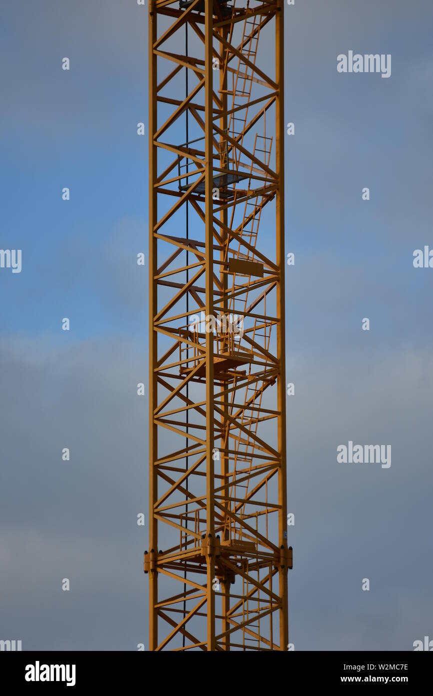 Steel tower detail of tower crane with platforms and ladders Stock ...