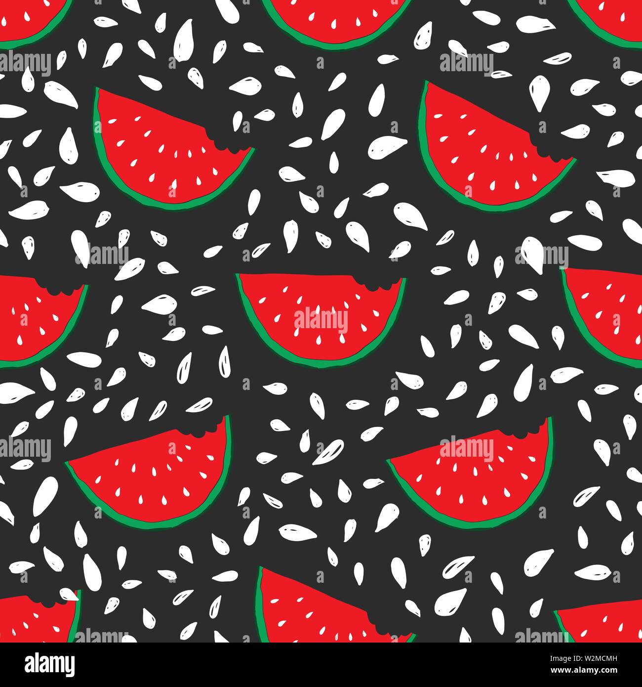 Watermelon Seamless Pattern hand drawn. Vector Illustration Stock ...