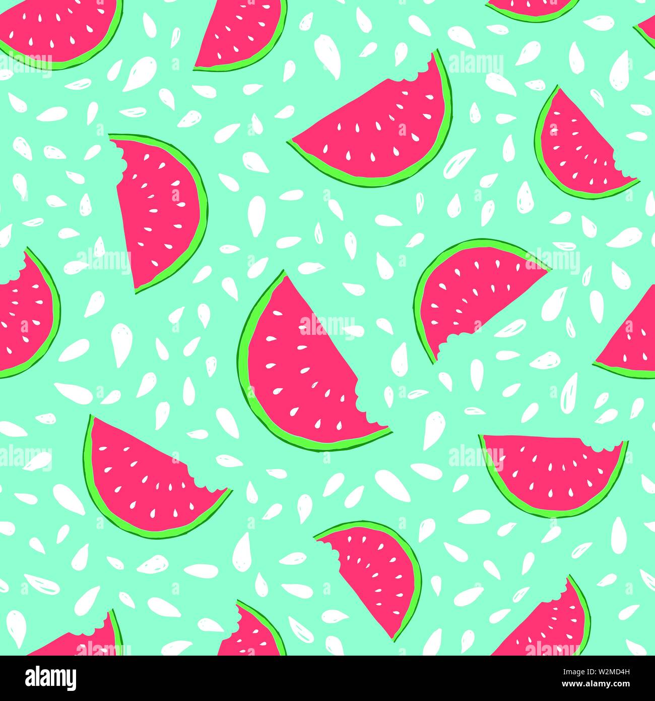 Watermelon Seamless Pattern hand drawn. Vector Illustration Stock ...
