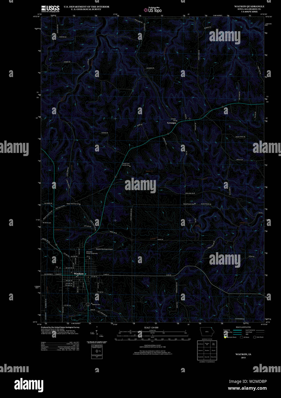 Waukon map hi-res stock photography and images - Alamy