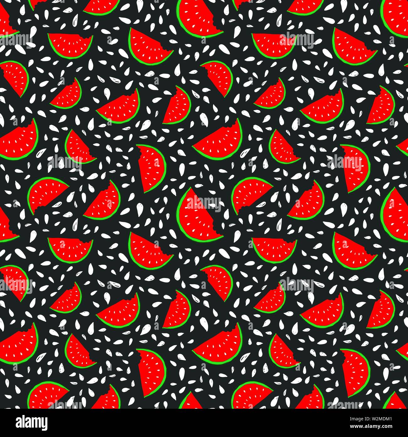 Watermelon Seamless Pattern hand drawn. Vector Illustration Stock ...