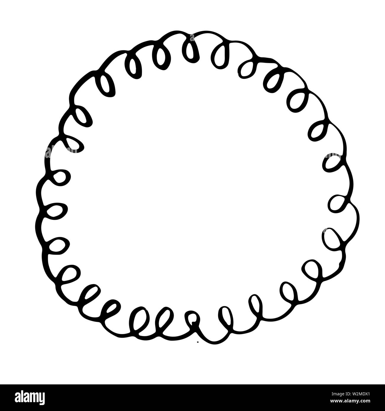 Round Frame, grunge textured hand drawn element, vector illustration ...