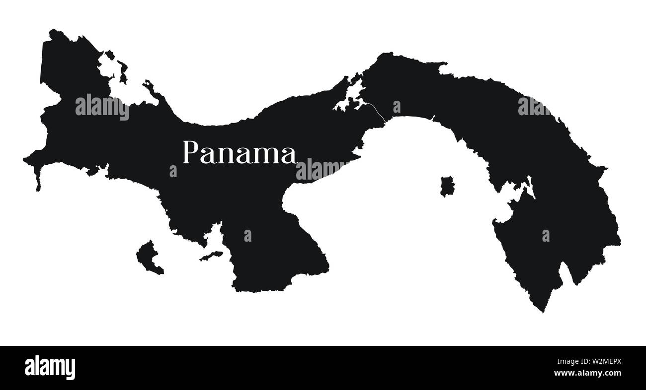 Map of Panama as a black silhouette over a white background Stock ...