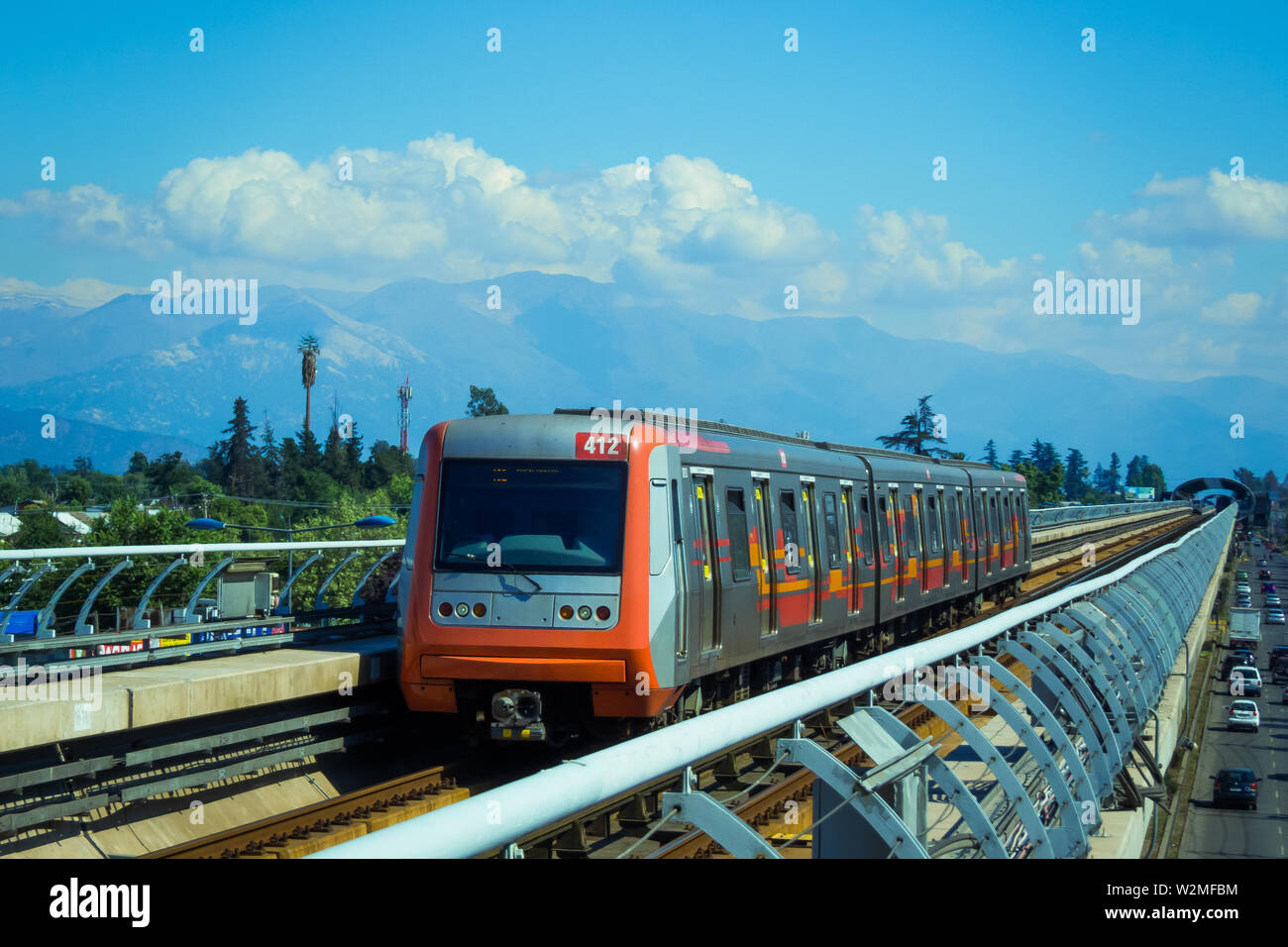 SANTIAGO, CHILE - NOVEMBER 2014: A Santiago Metro AS02 train in the ...