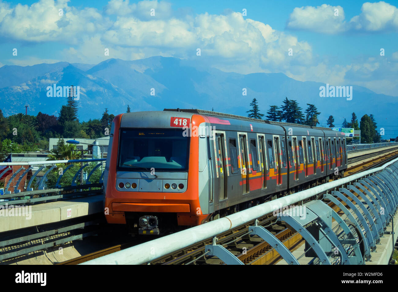 SANTIAGO, CHILE - NOVEMBER 2014: A Santiago Metro AS02 train in the ...