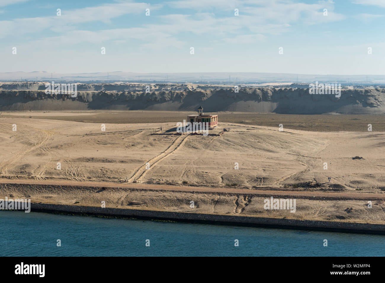 El Qantara, Egypt - November 5, 2017: Building on the shore of Suez ...