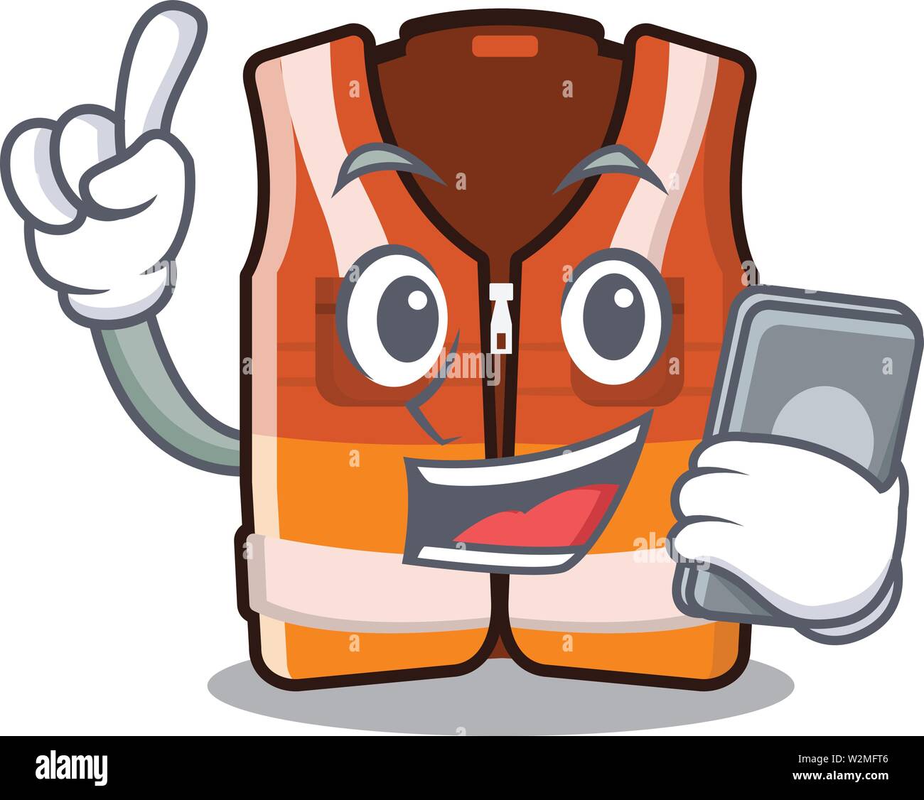 With phone safety vest isolated in the character Stock Vector Image ...