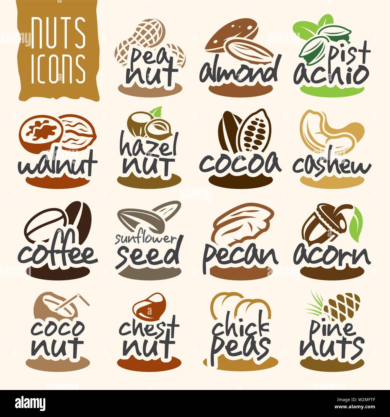Vector Nuts Multiple Icons Set Stock Vector Image & Art - Alamy